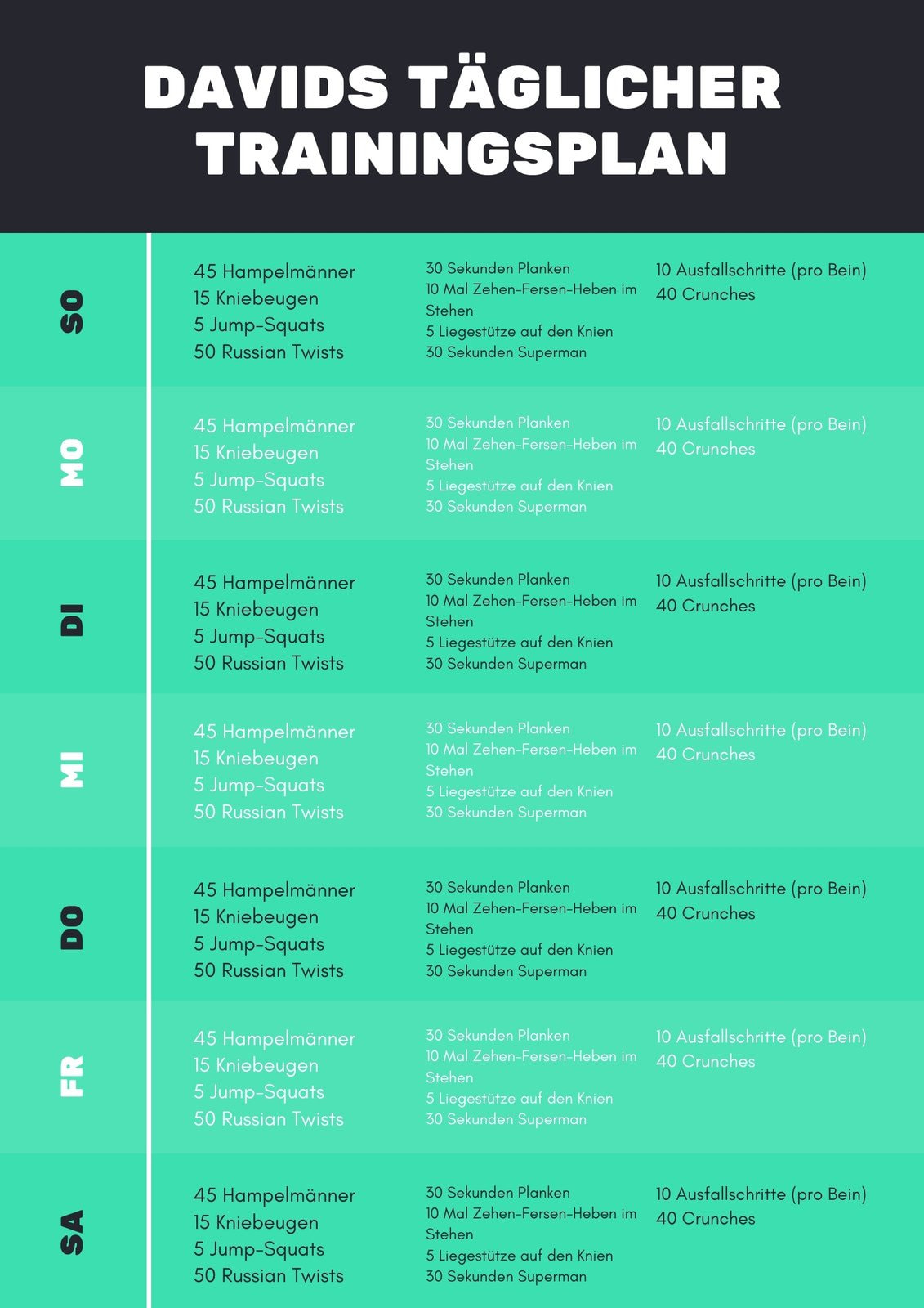 Trainingsplan erstellen | Fitness-Plan kostenlos anpassen | Canva