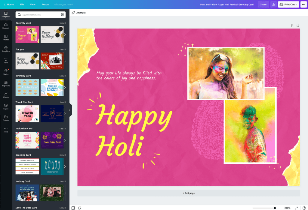 Design Custom Holi Greeting Cards Online For Free - Canva