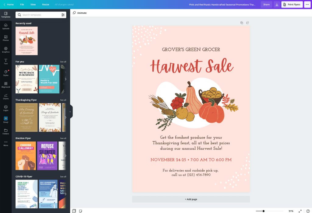 Fazer flyers online grátis - Canva