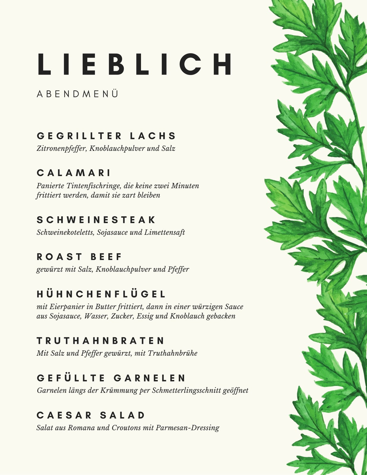 Speisekarte erstellen mithilfe von Design-Vorlagen | Canva