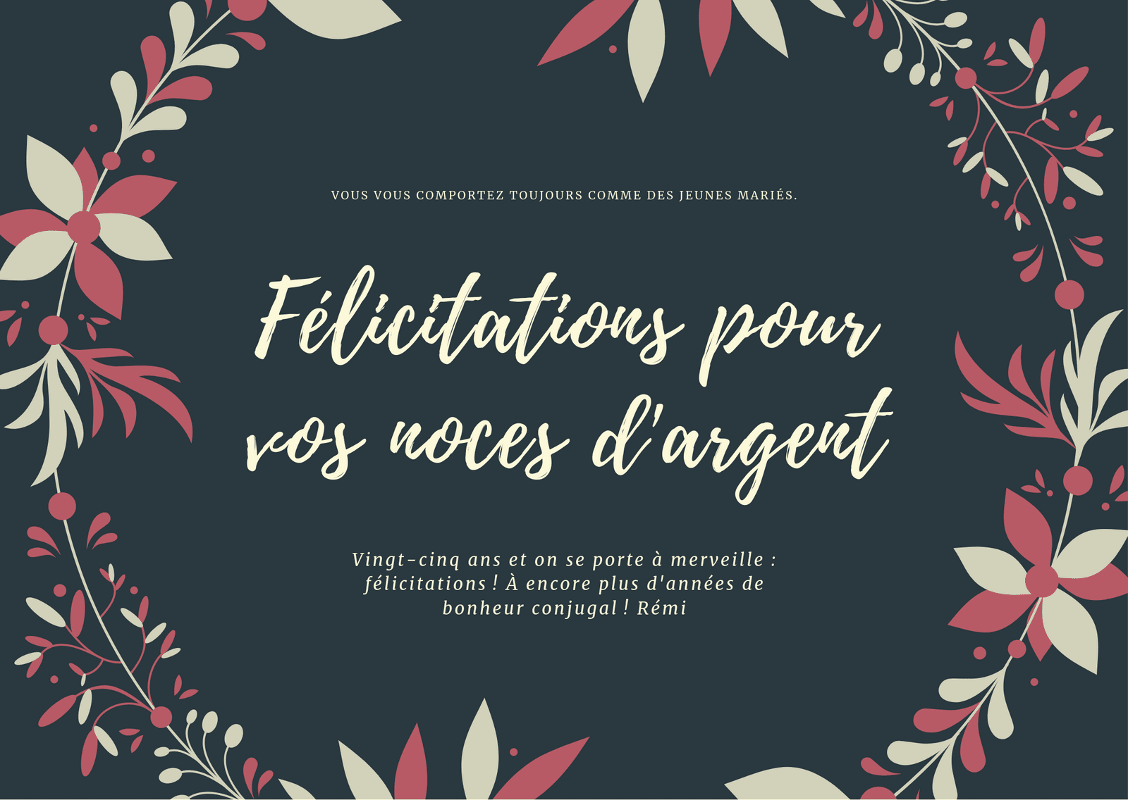 Carte d'anniversaire de mariage gratuite à imprimer (+100 modèles) - Canva