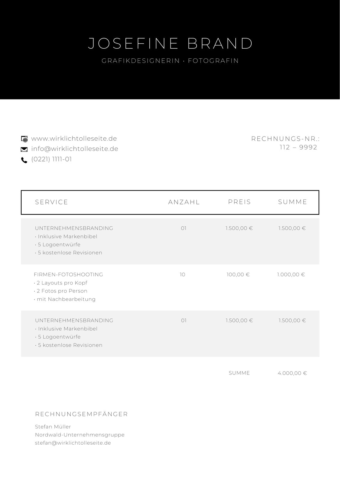 Rechnung online und kostenlos erstellen – Canva