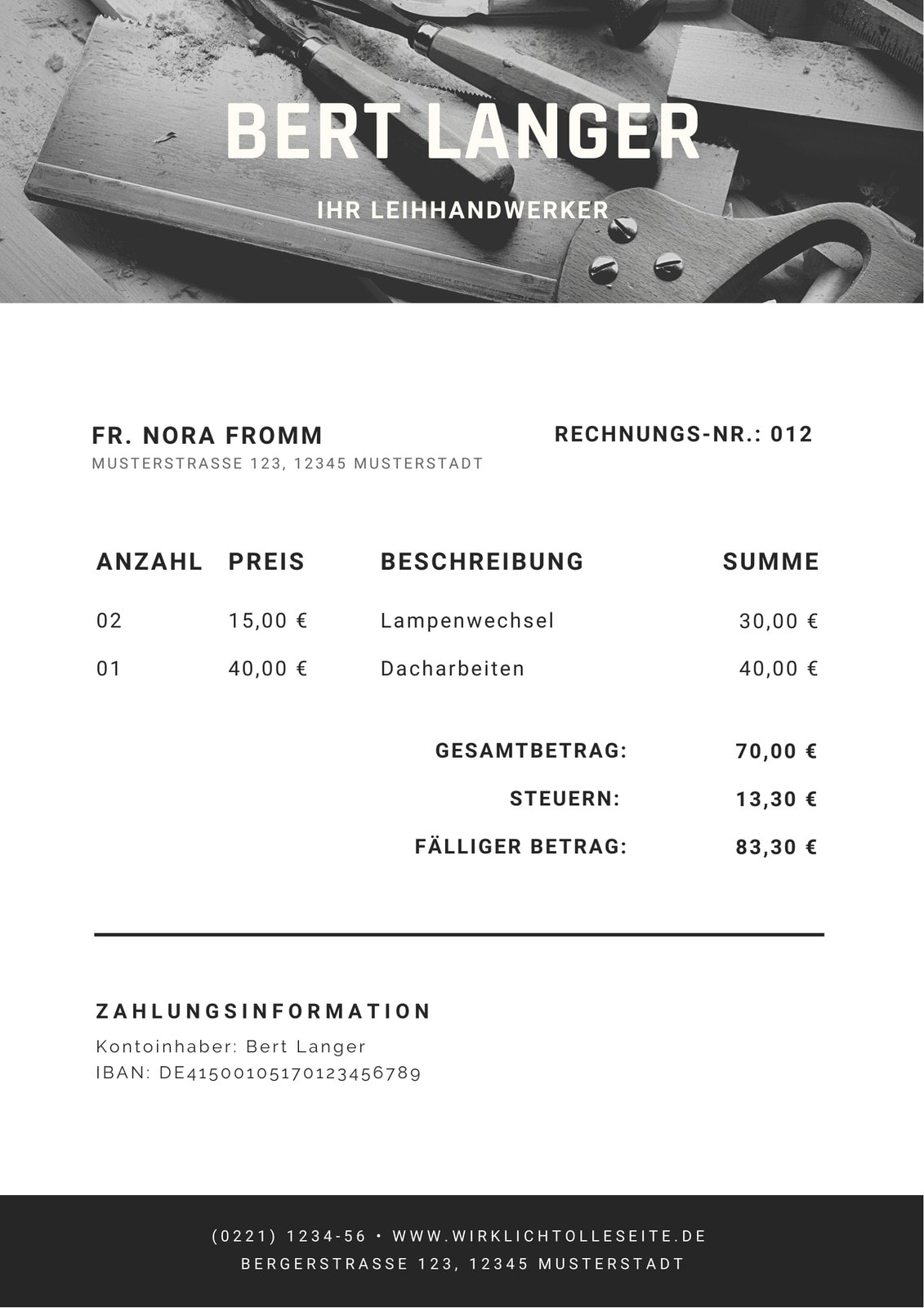 Rechnung online und kostenlos erstellen – Canva