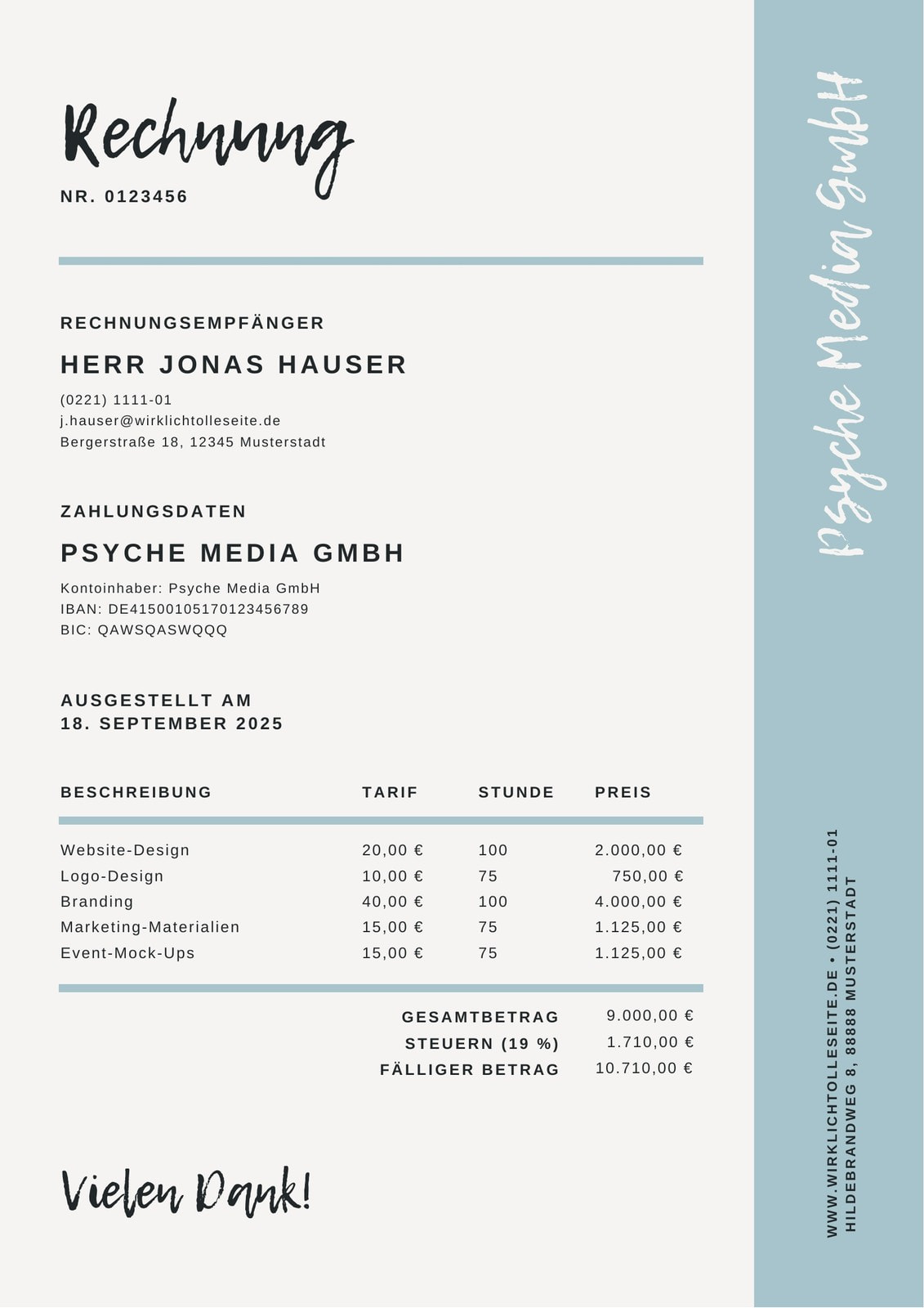 Rechnung online und kostenlos erstellen – Canva