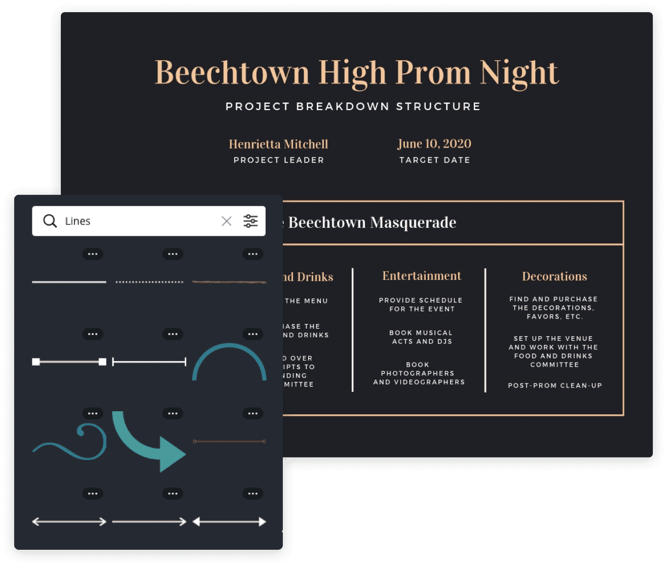 Membuat Desain Grafik Struktur rincian kerja Online-Canva
