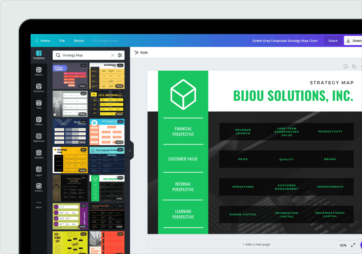 Strategy-Map online und kostenlos erstellen – Canva