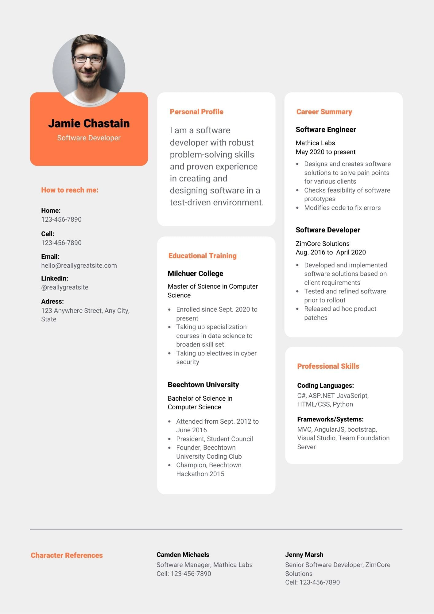 The Best Resume Format 2020 Canva