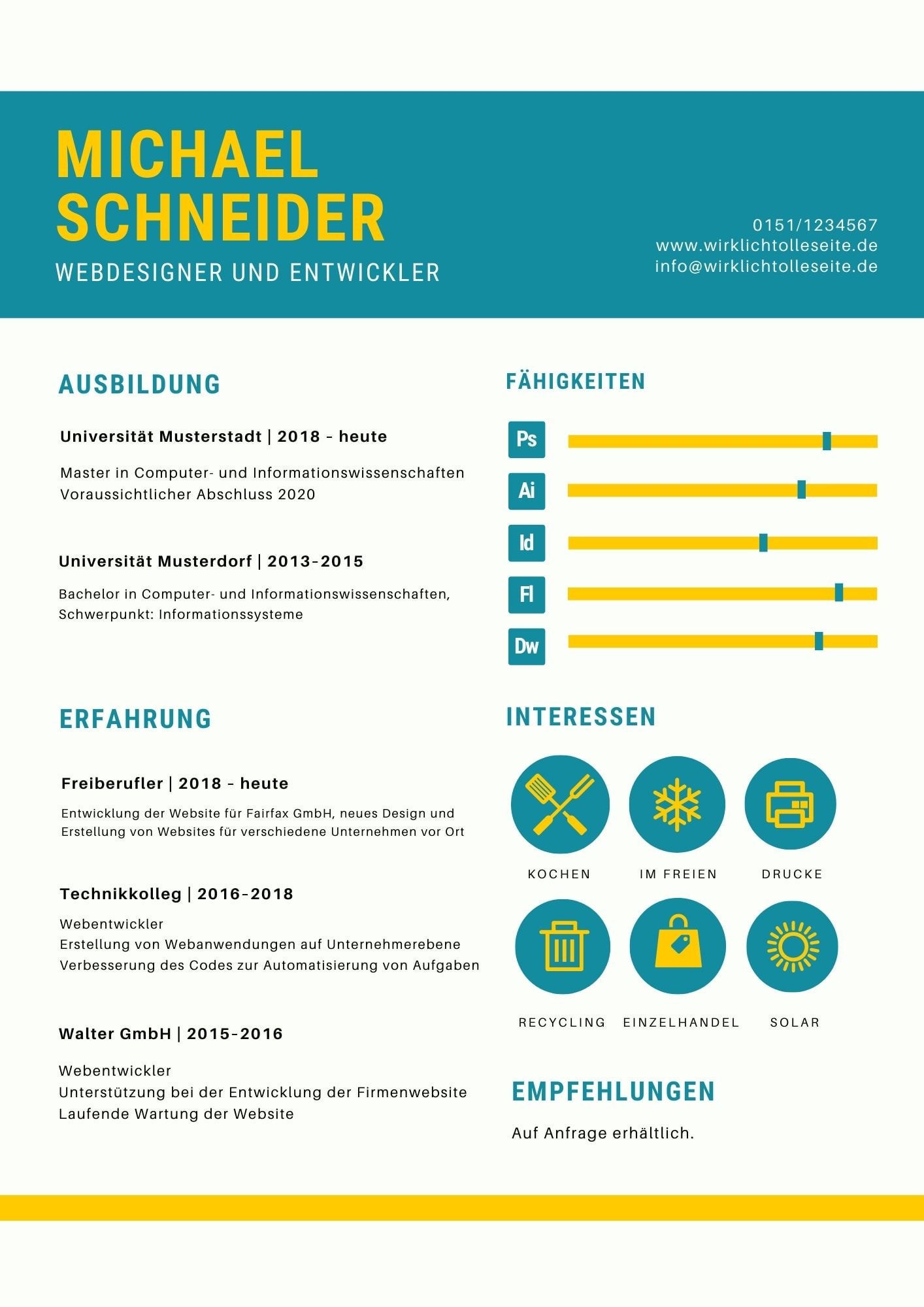 55 kreative und moderne Lebenslauf-Vorlagen