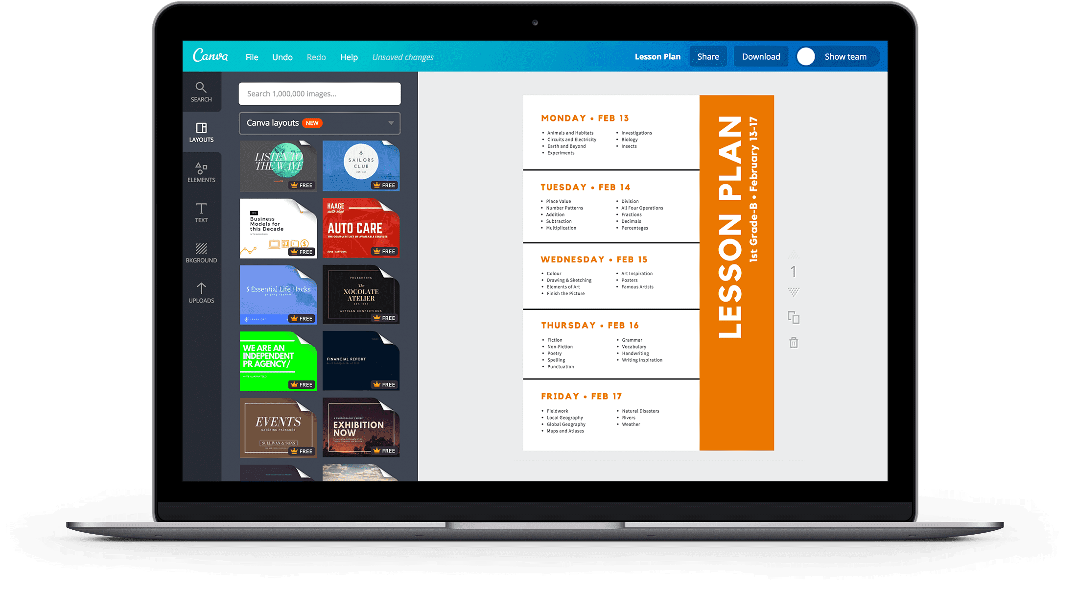 Criar plano de aula semanal online - Canva