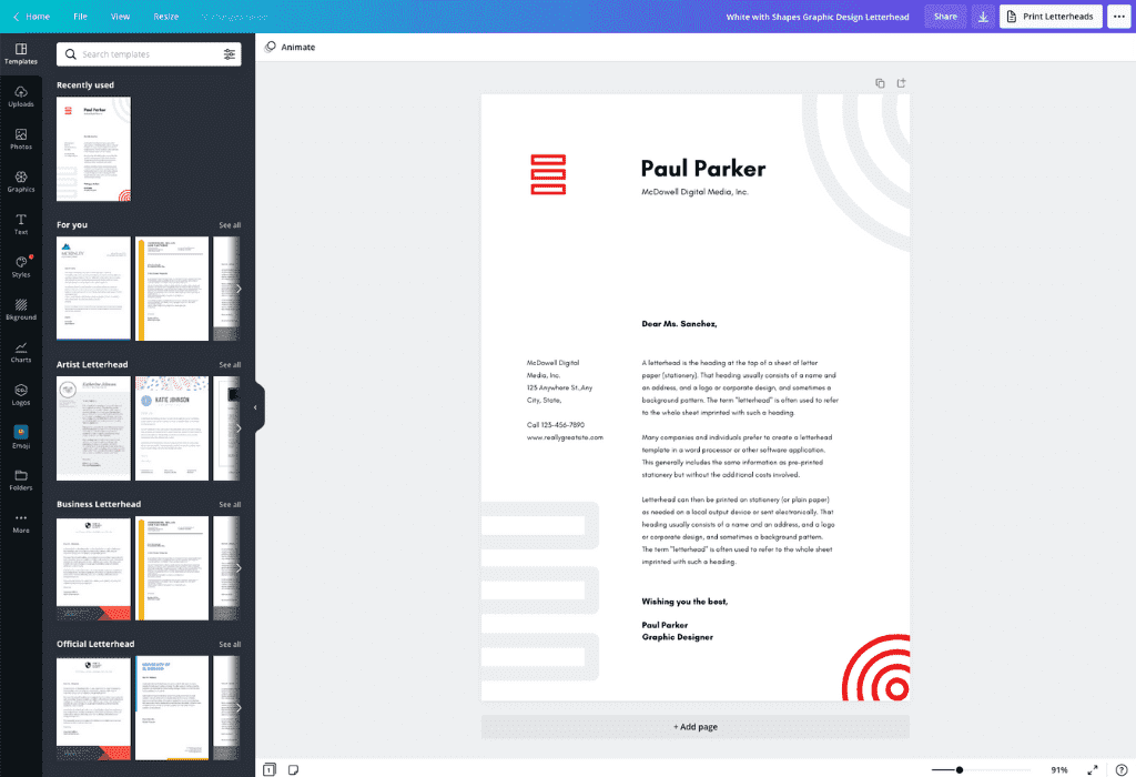 Free Letterhead Design Printing Canva