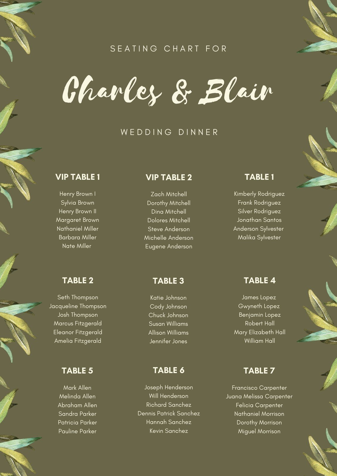 Free Online Seating Chart Maker: Design Custom Seating Charts in Canva