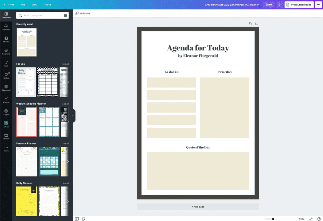 Design Templates Stationery Daily Planner Editable Template Financial 