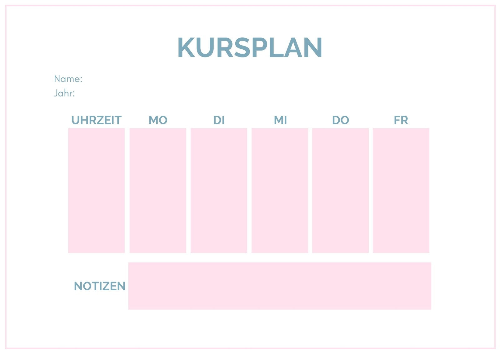 Erstelle Stundenplan zum Ausfüllen mit Vorlagen | Canva