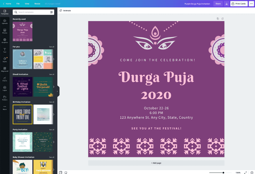 Make A Custom Puja Invitation Card Online Free Canva