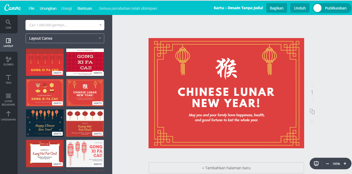 Buat Kartu Ucapan Imlek, Gratis 50+ Template - Canva