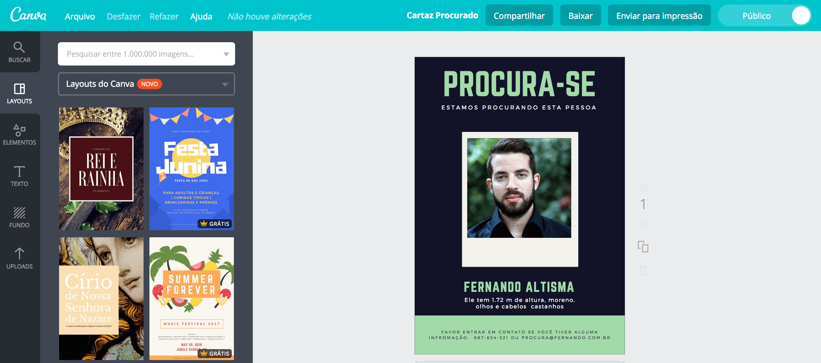 Criar cartaz de procurado online - Canva