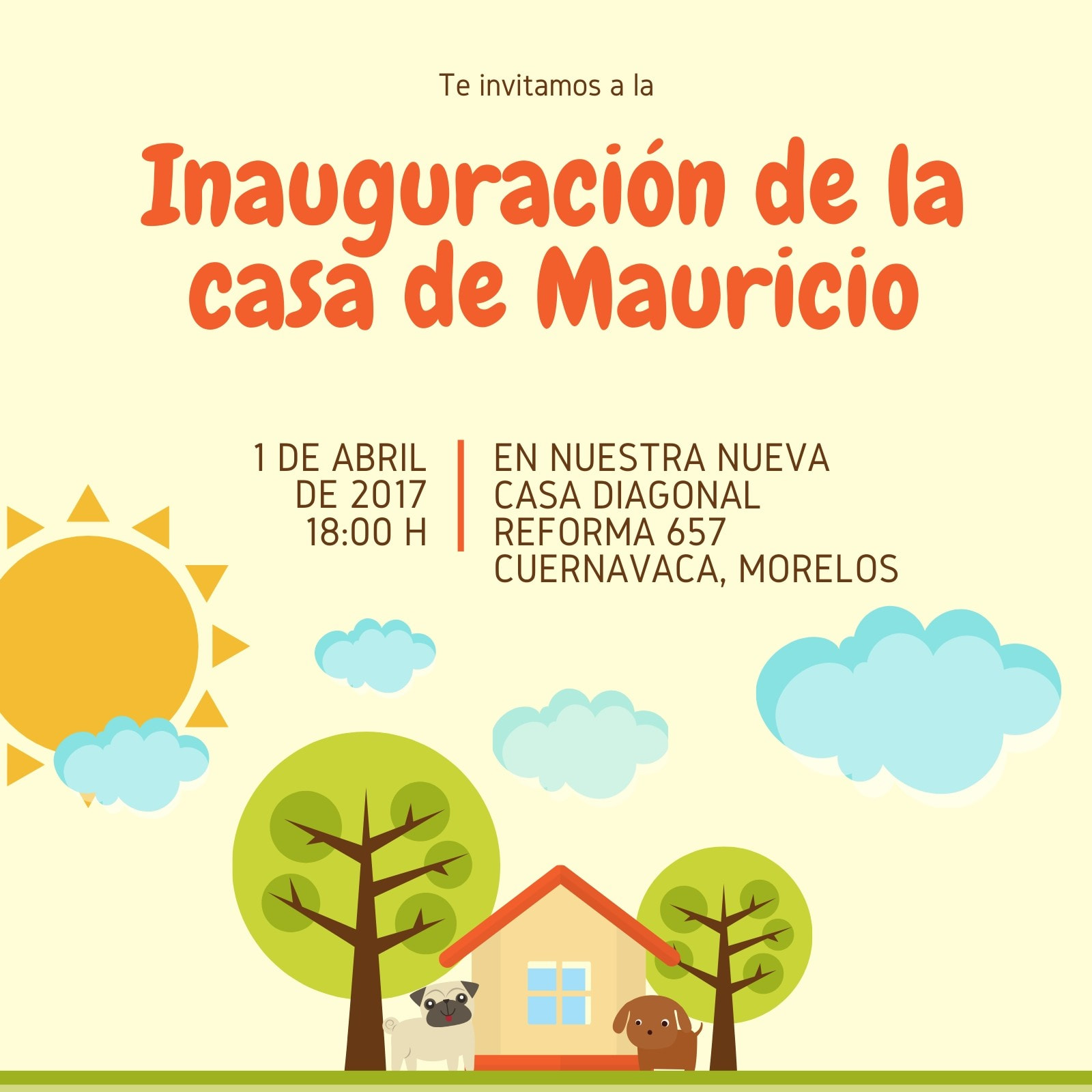 Diseña tus propias invitaciones de inauguración de tu casa - Canva