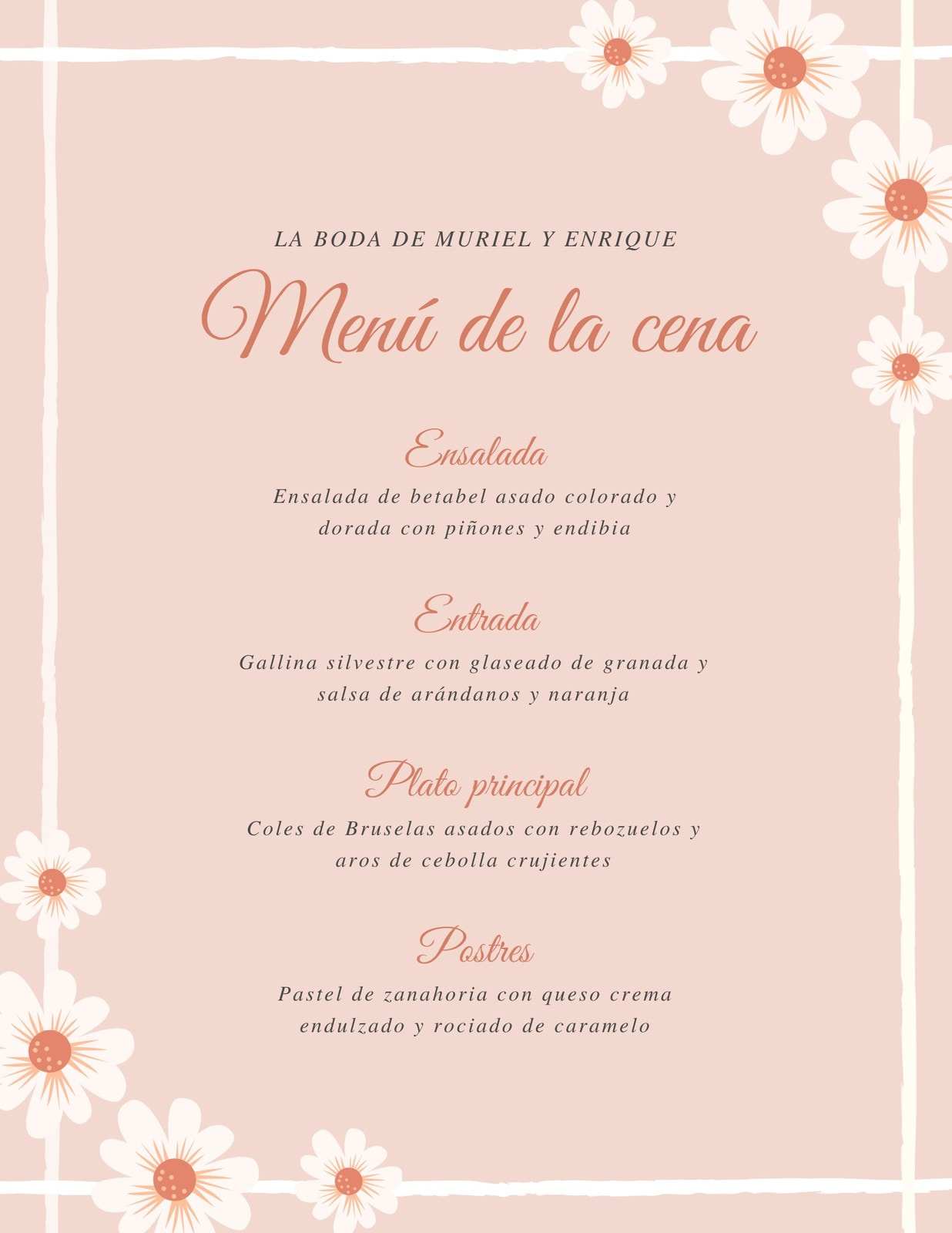 Crea menús para boda online gratis - Canva