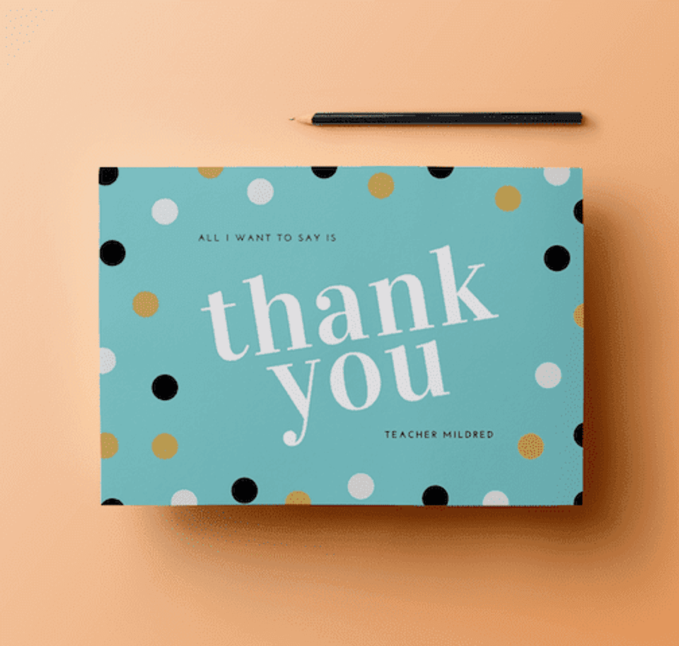 Customizable Words Modern Thank You Card Template Easy Use Canva Black Simple Printable DIY 