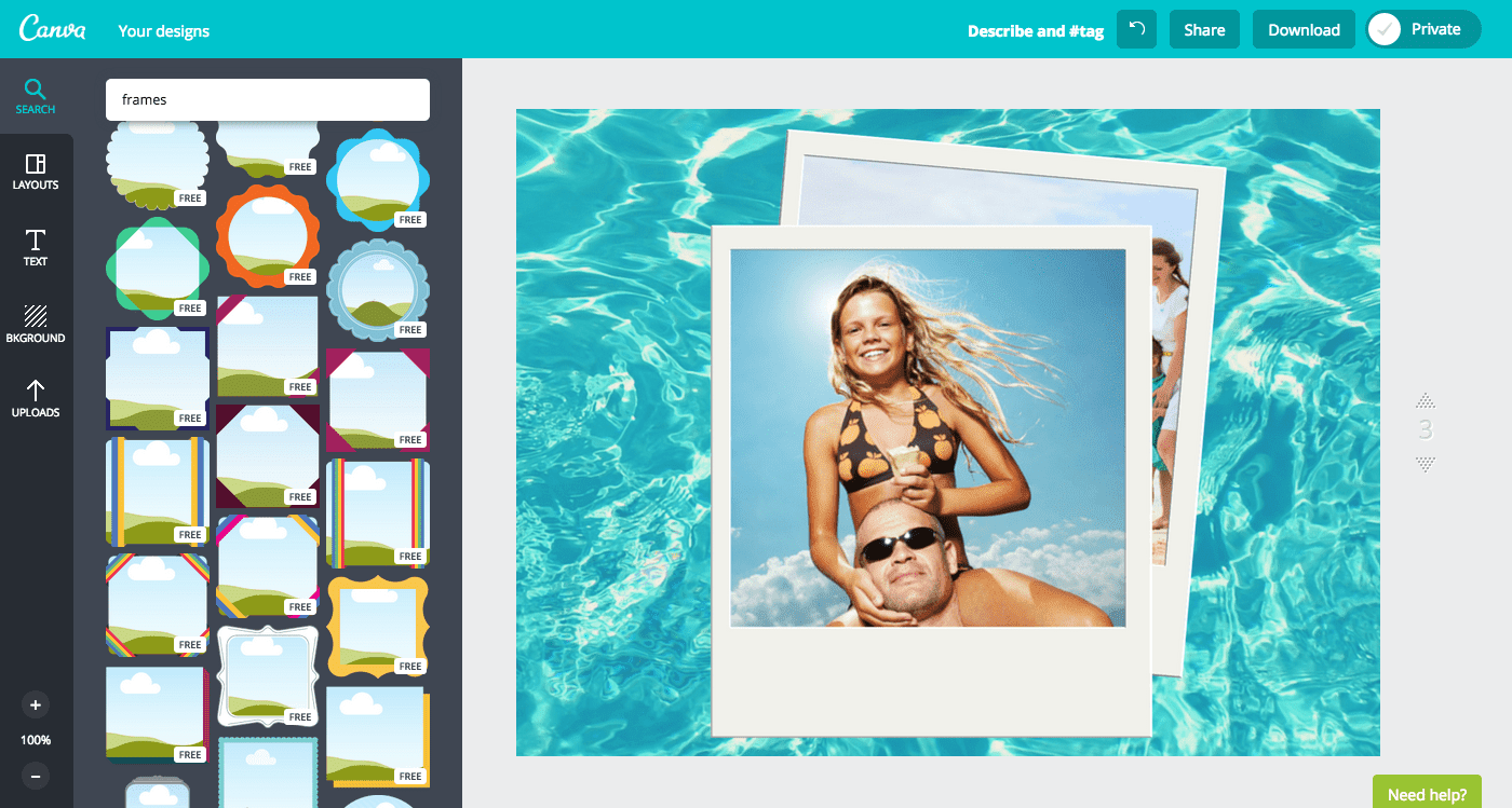 Schwimmen PostImpressionismus Vielversprechend Canva Polaroid Template 