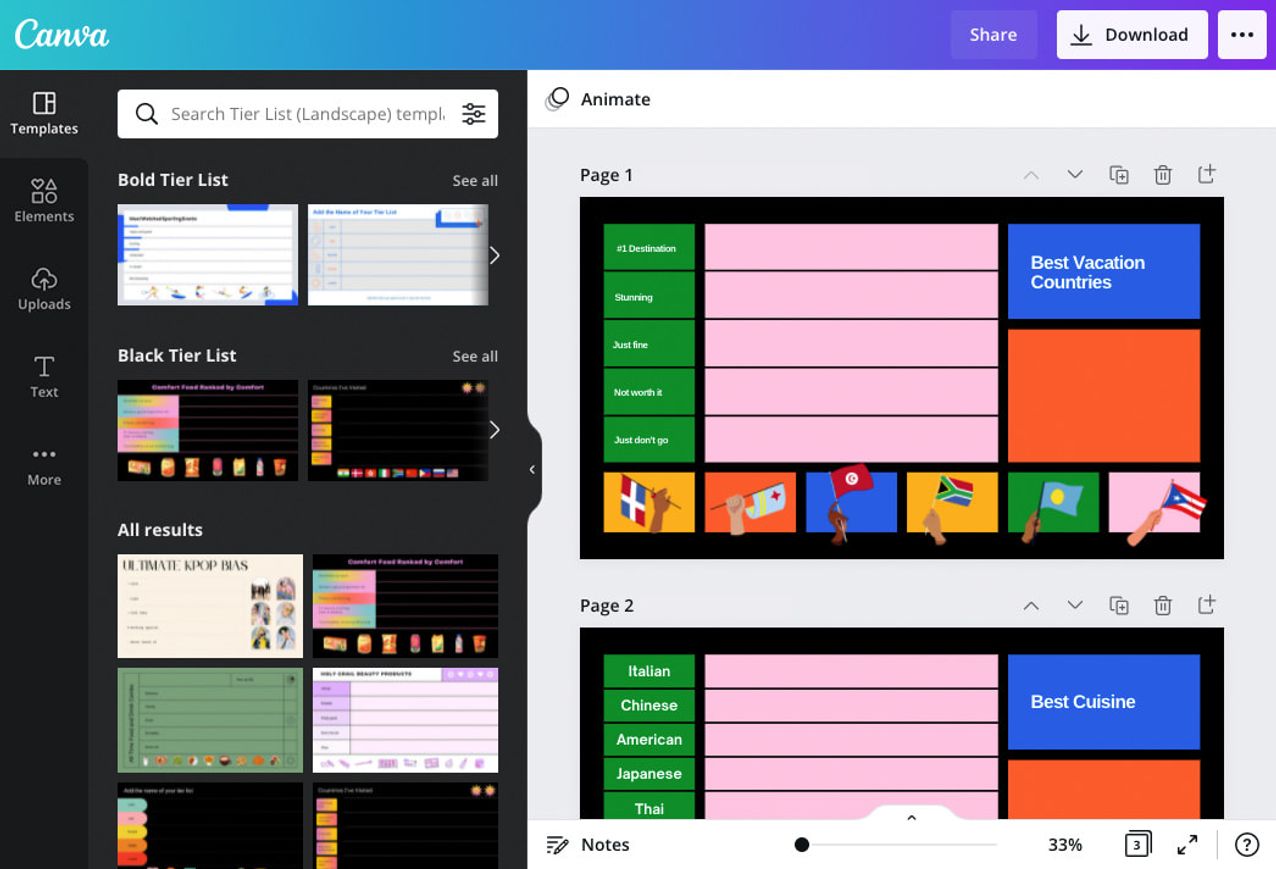 Free Tier List Maker: Make a tier list for anything | Canva