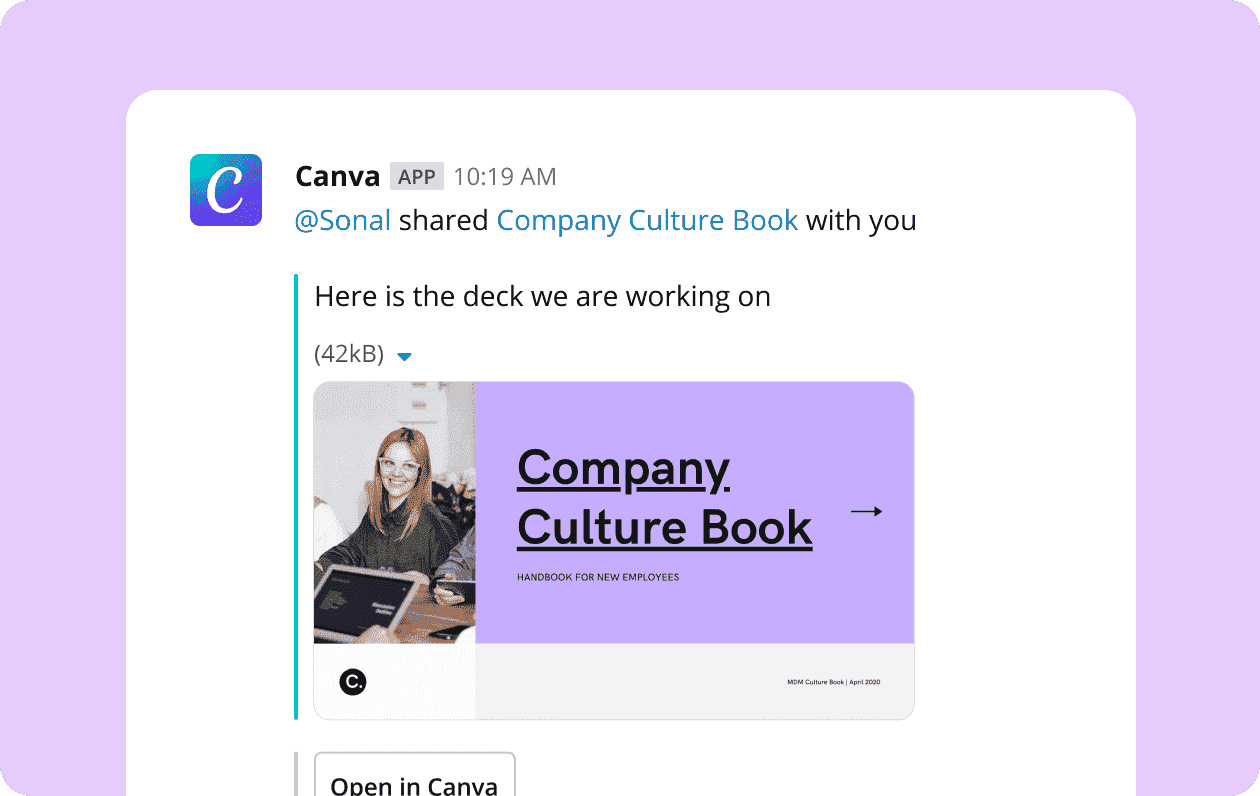 Canva + Slack integration | Canva