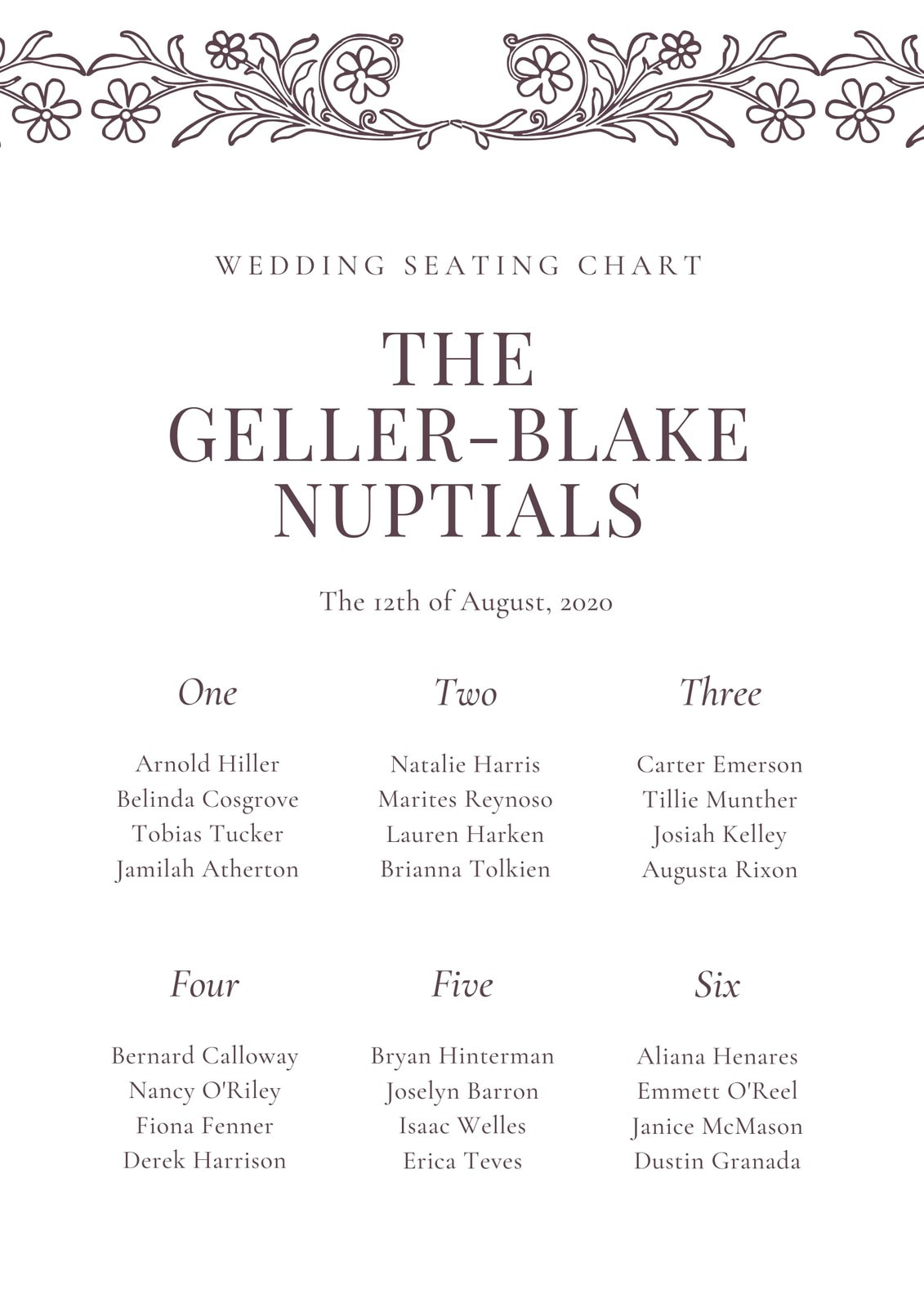 Free Online Wedding Seating Chart Maker | Canva