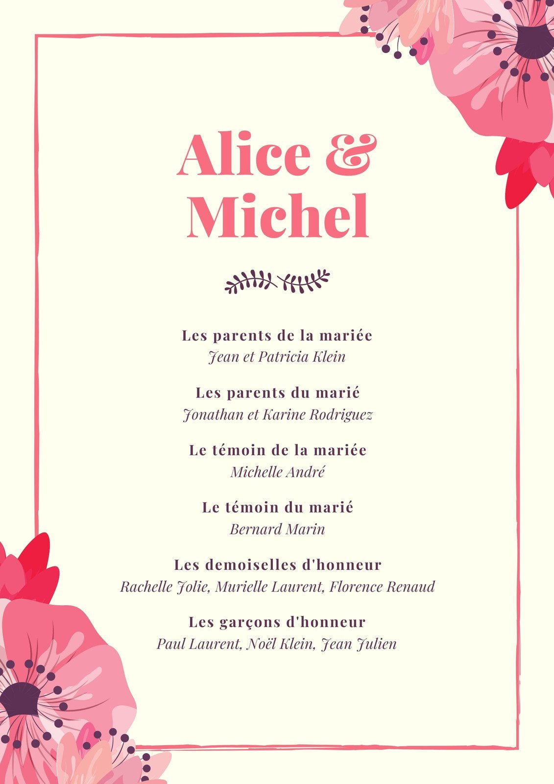 Créer un programme de mariage - facile & gratuit | Canva