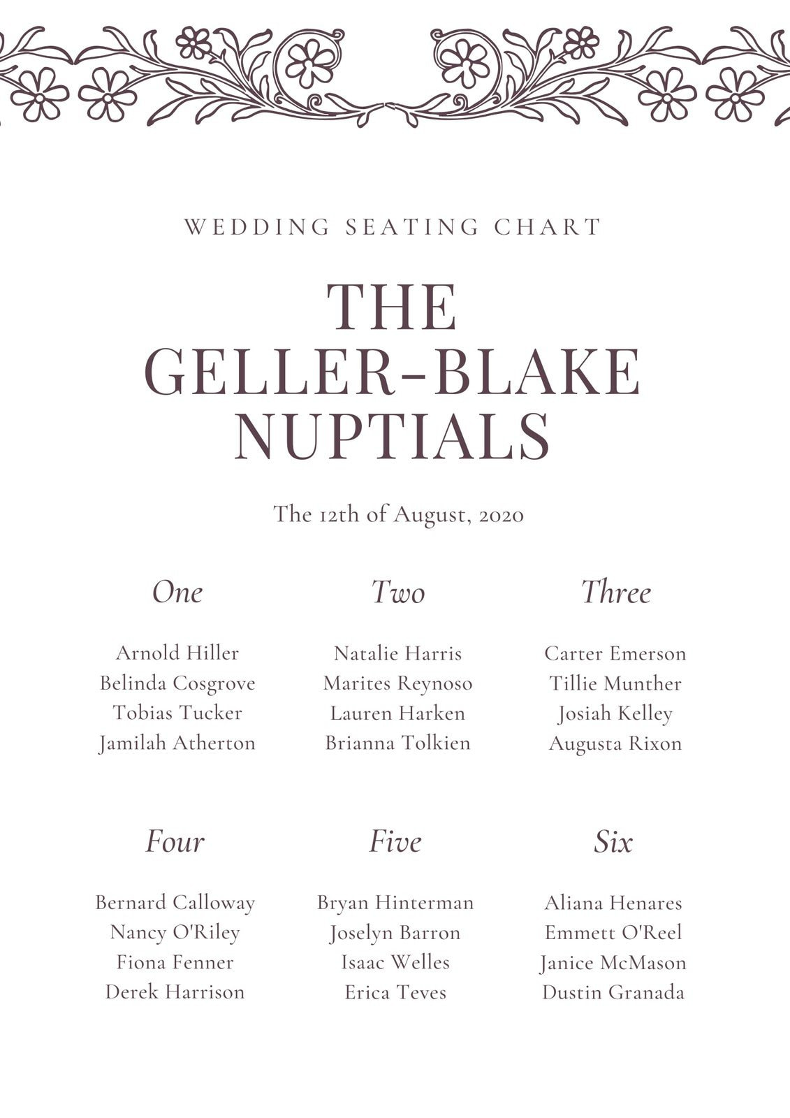 Free Online Wedding Seating Chart Maker | Canva