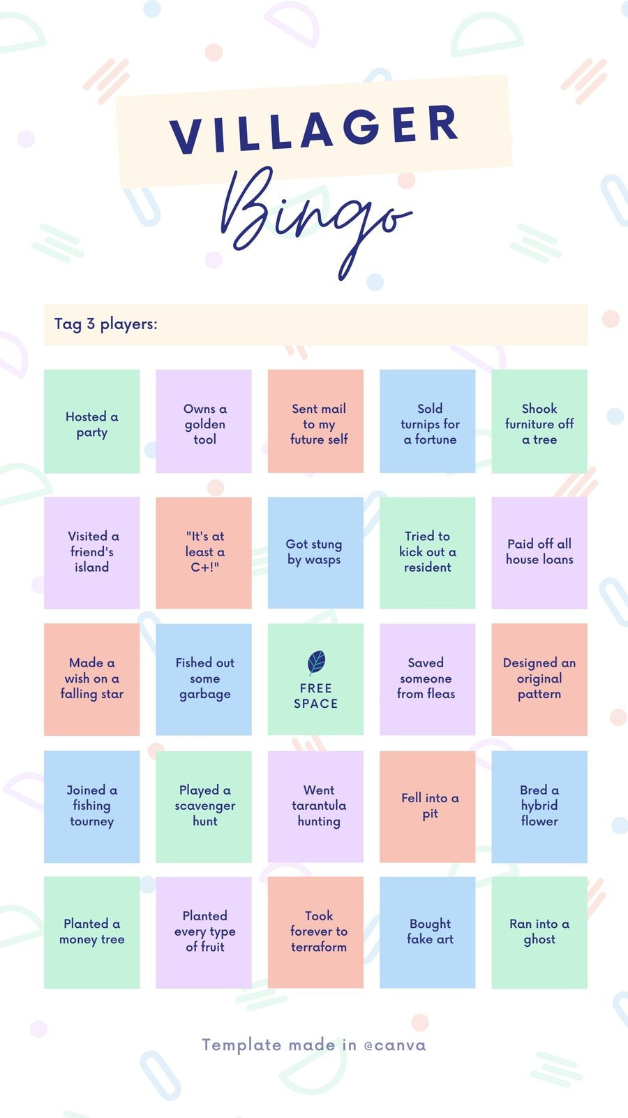 Bingo Card Template Canva Printable Cards