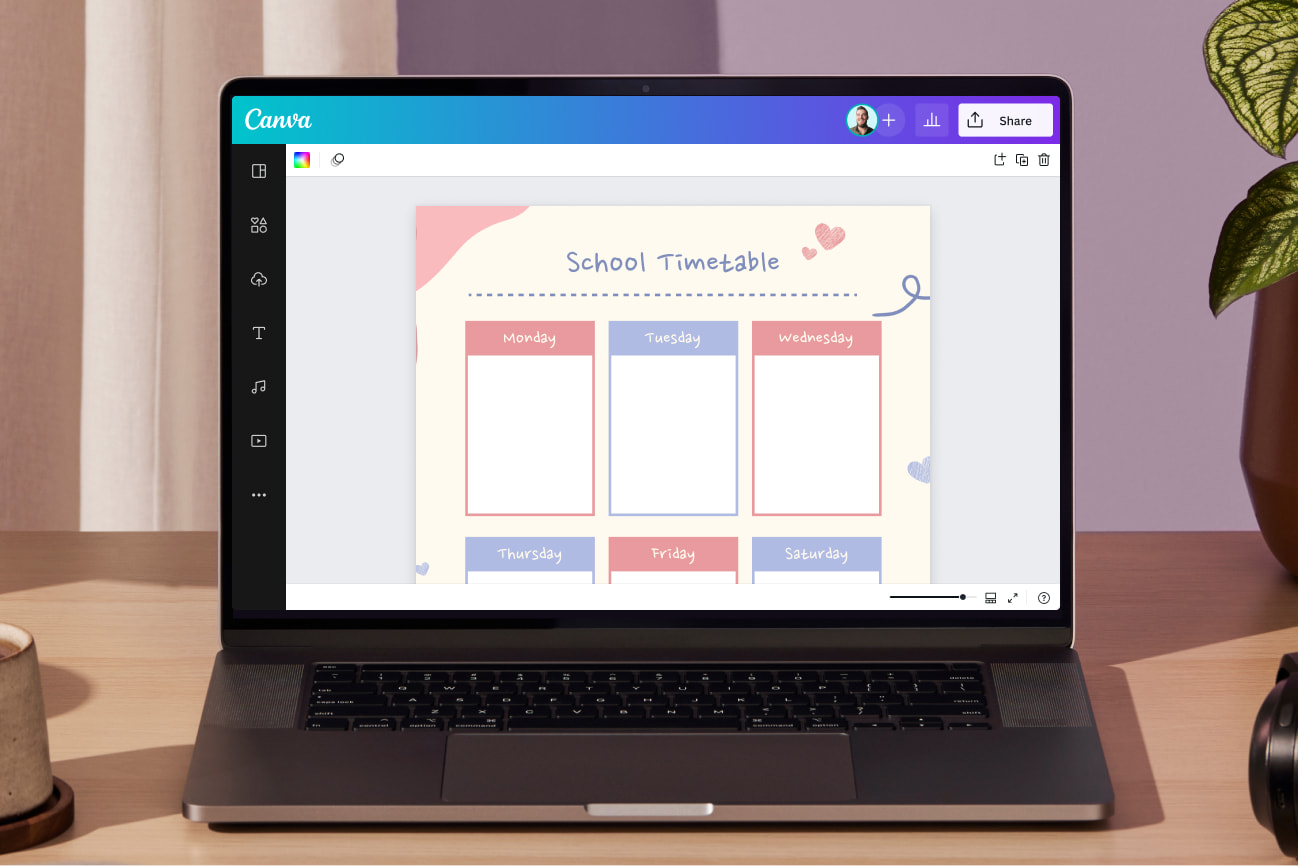 Editor de tabelas de horários online gratuito - Cria uma tabela de horários | Canva
