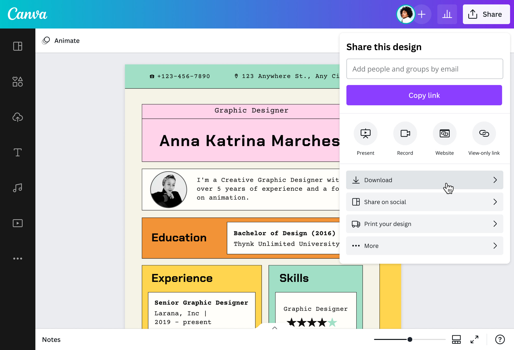 Editor de CV gratuito: cria CVs profissionais online - Canva