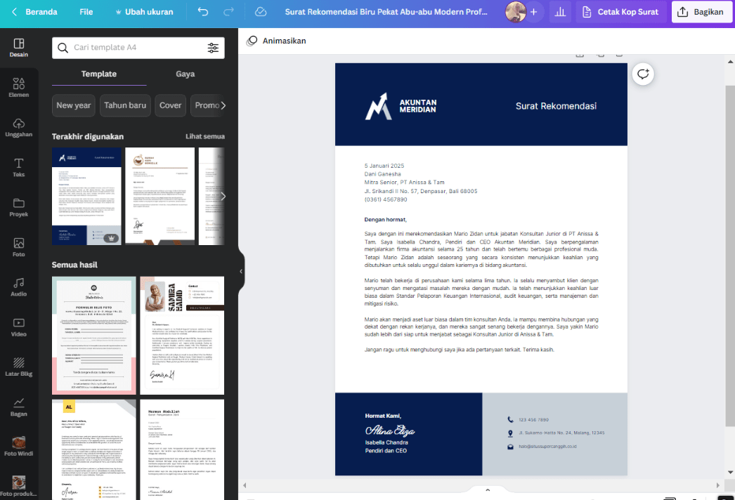 Membuat Surat Resmi & Personal yang Istimewa - Canva