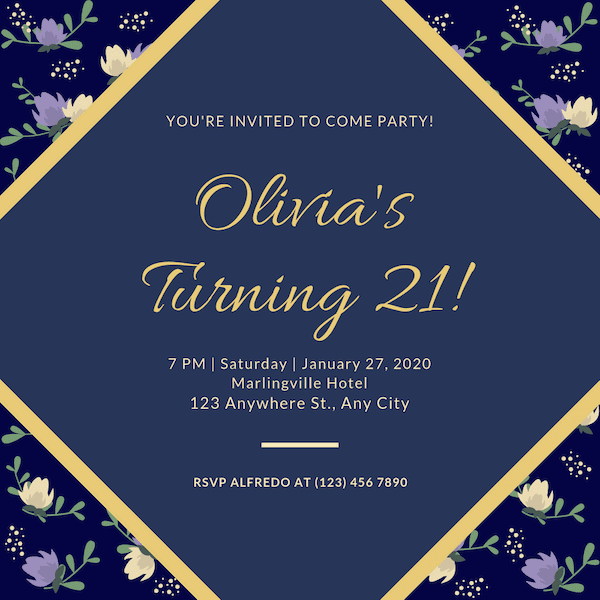 21st Birthday Party Invitation Borders