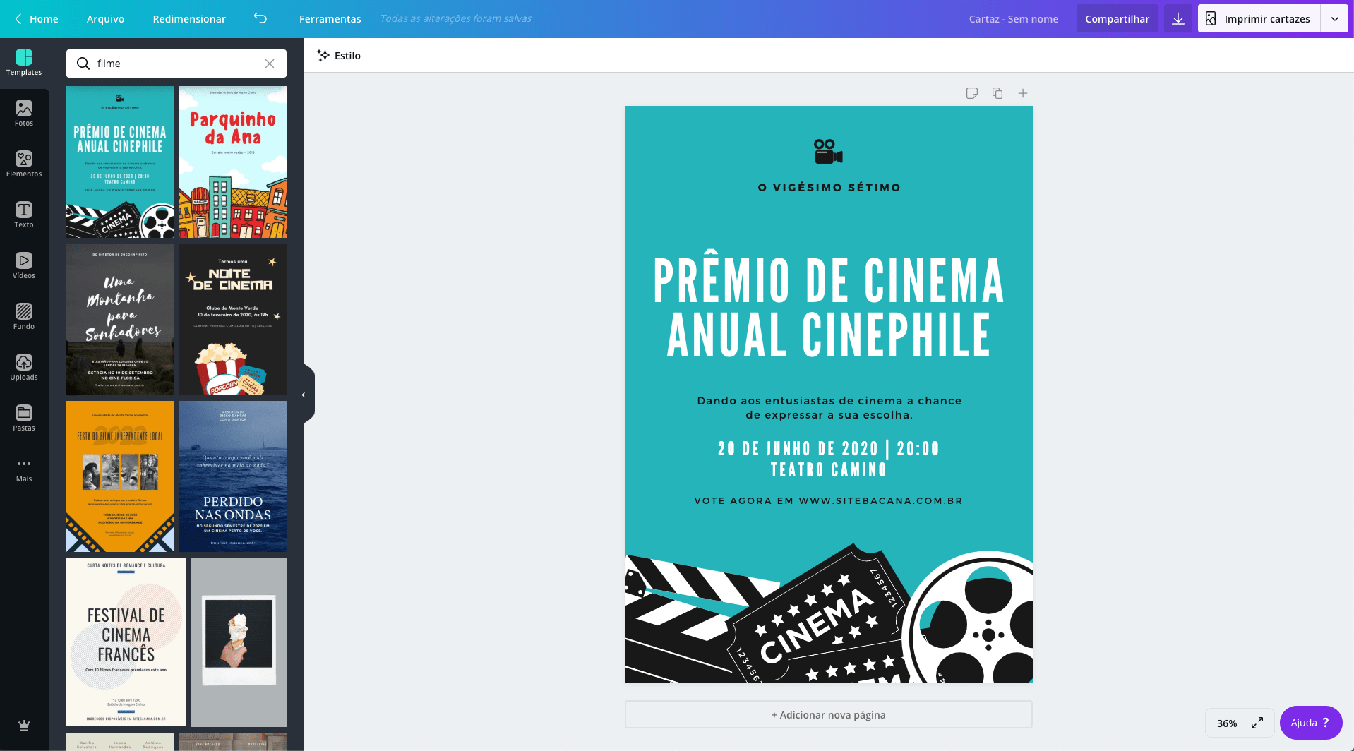 Criar cartaz de filme online - Canva
