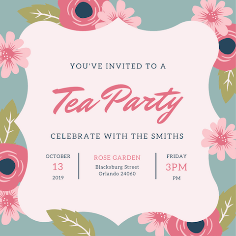 Front Of Tea Party Invitation Card Background