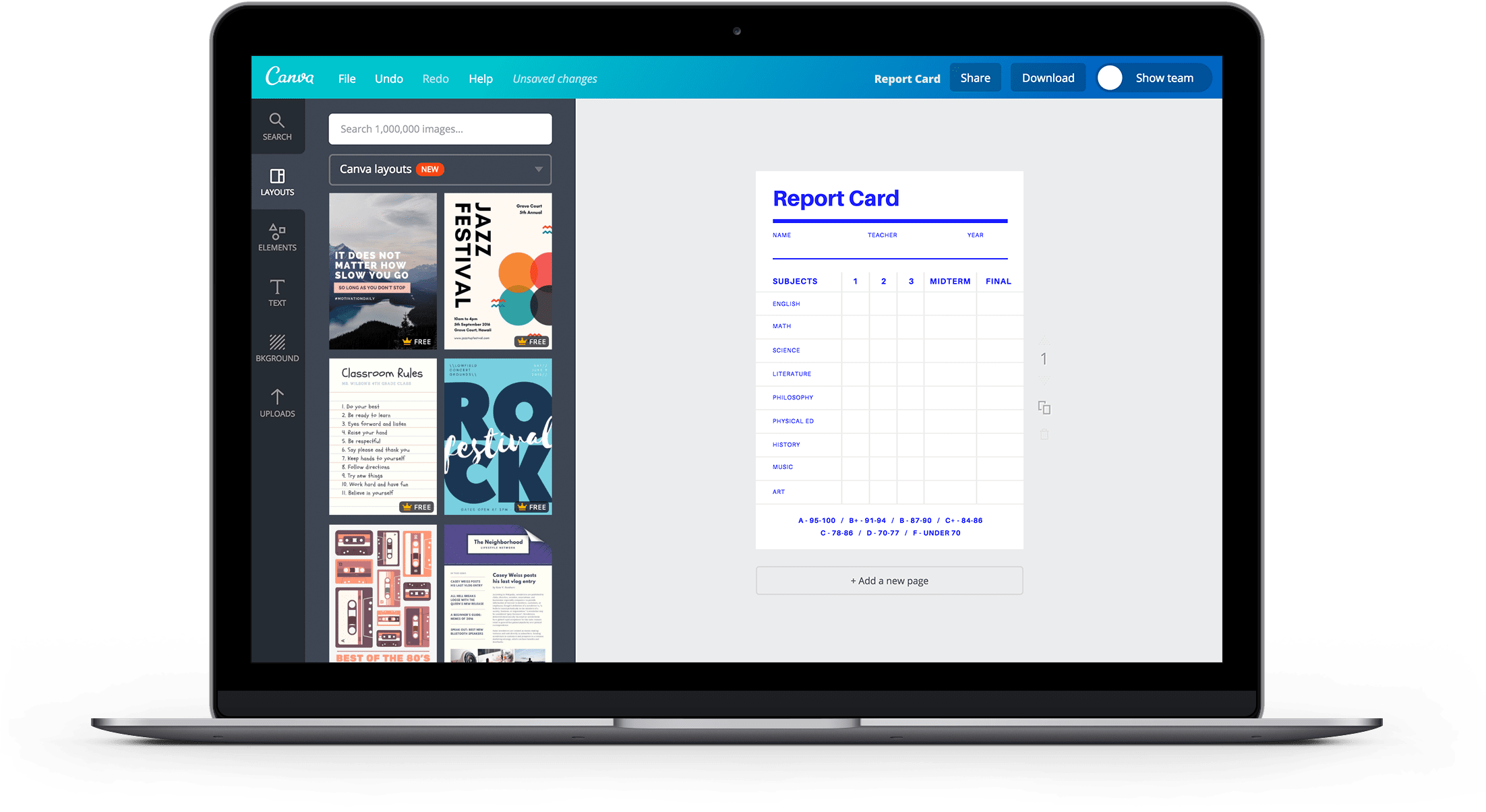 Crea una pagella online gratis - Canva